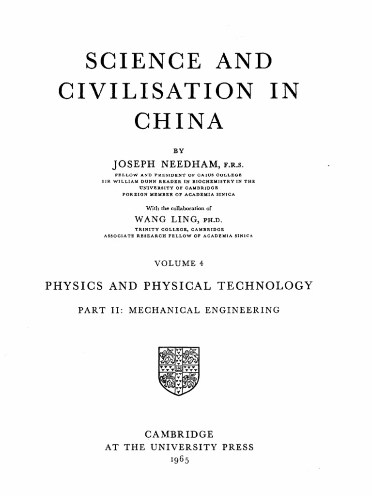 Science and Civilisation in China - ARTISANS and ENGINEERS (Vol 4-2 ...
