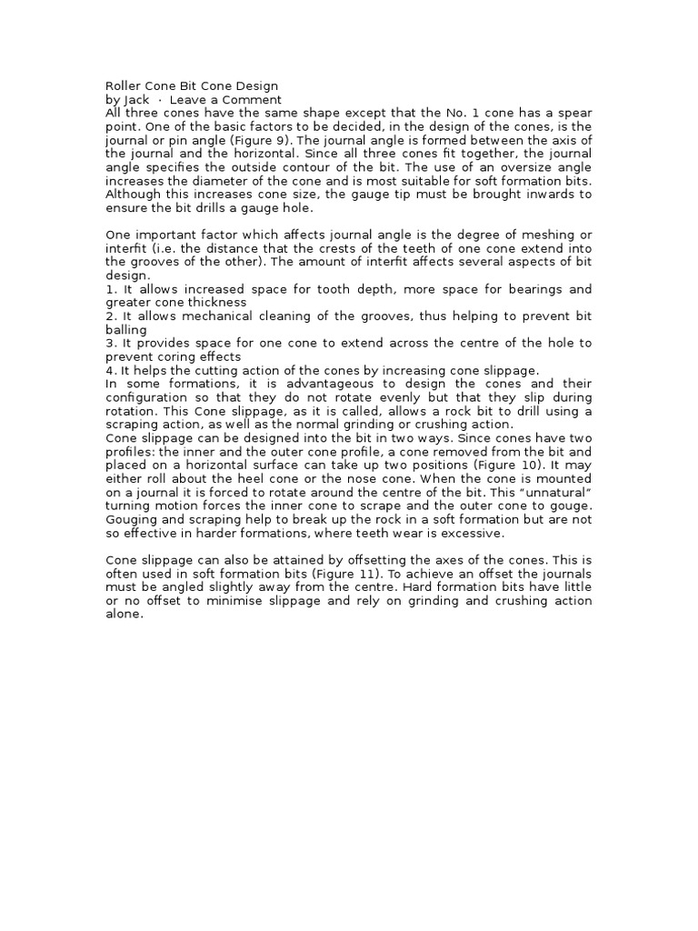 Roller Cone Bit Design Insights | PDF | Technology & Engineering