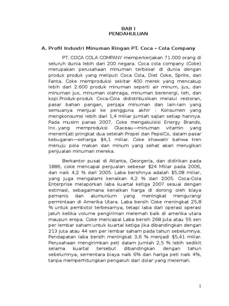 Paper Analisa Swot Pt. Coca Cola | PDF