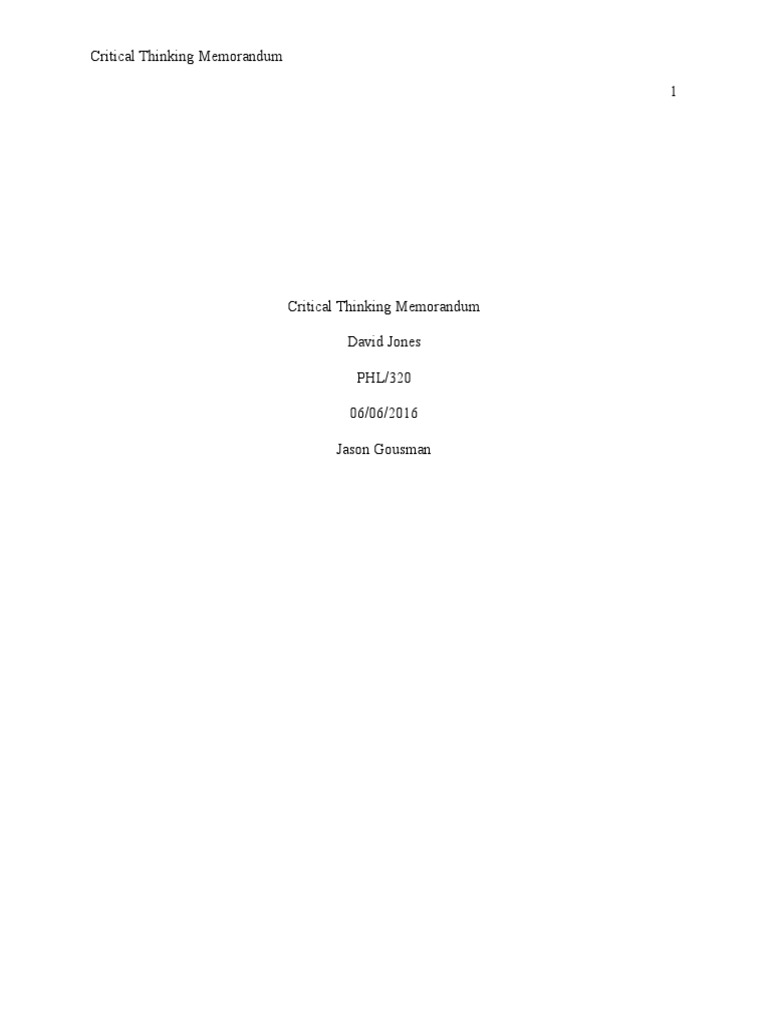 Critical Thinking Memorandum | PDF | Critical Thinking | Reason