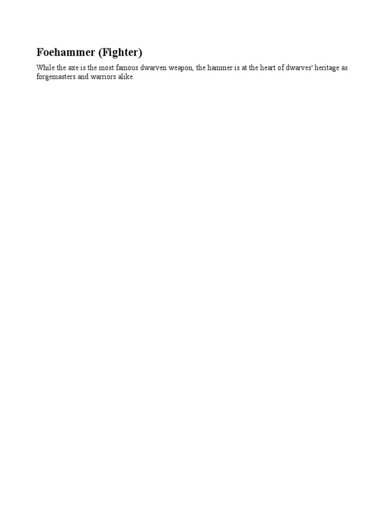 Foe Hammer | PDF | Dwarf (Dungeons & Dragons) | Fictional Humanoids