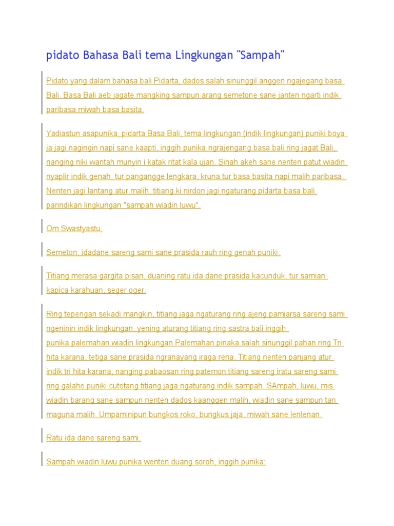 Pidarta Tema Pelestarian Lingkungan | PDF | Griya & Taman