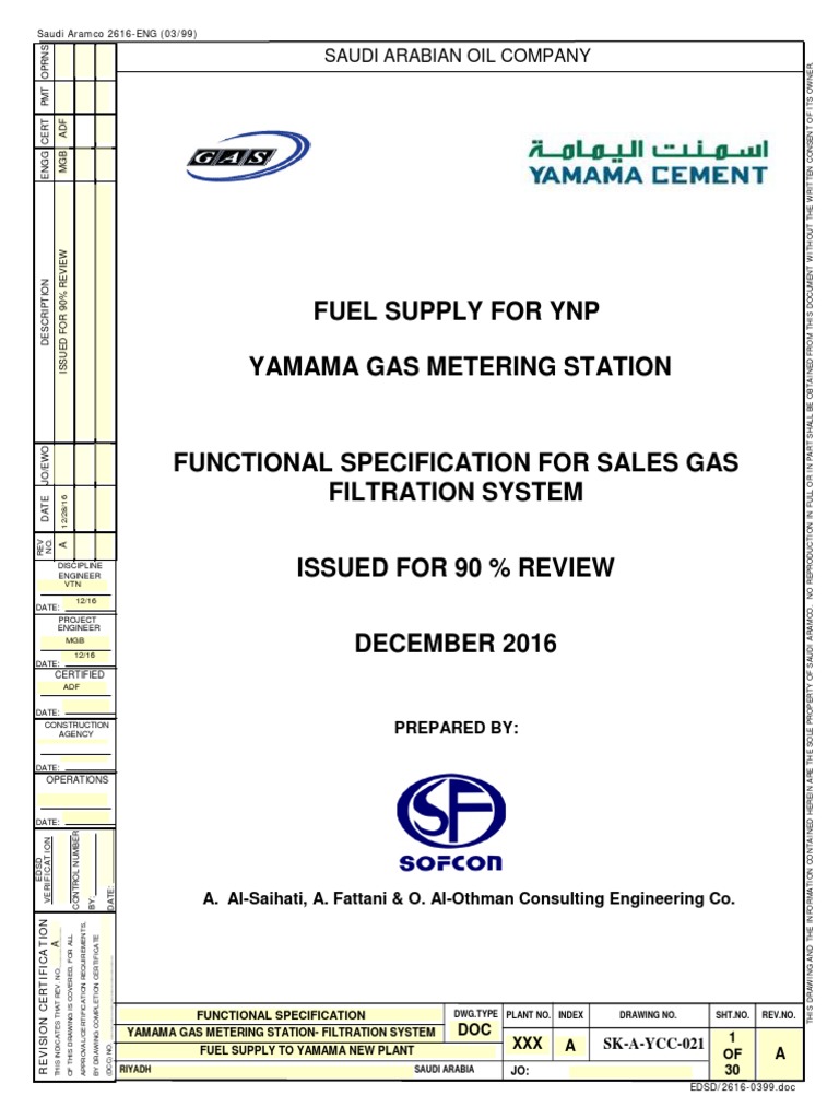 SK-A-YCC-021 Sales Gas Filtration System FSD | PDF | Specification ...