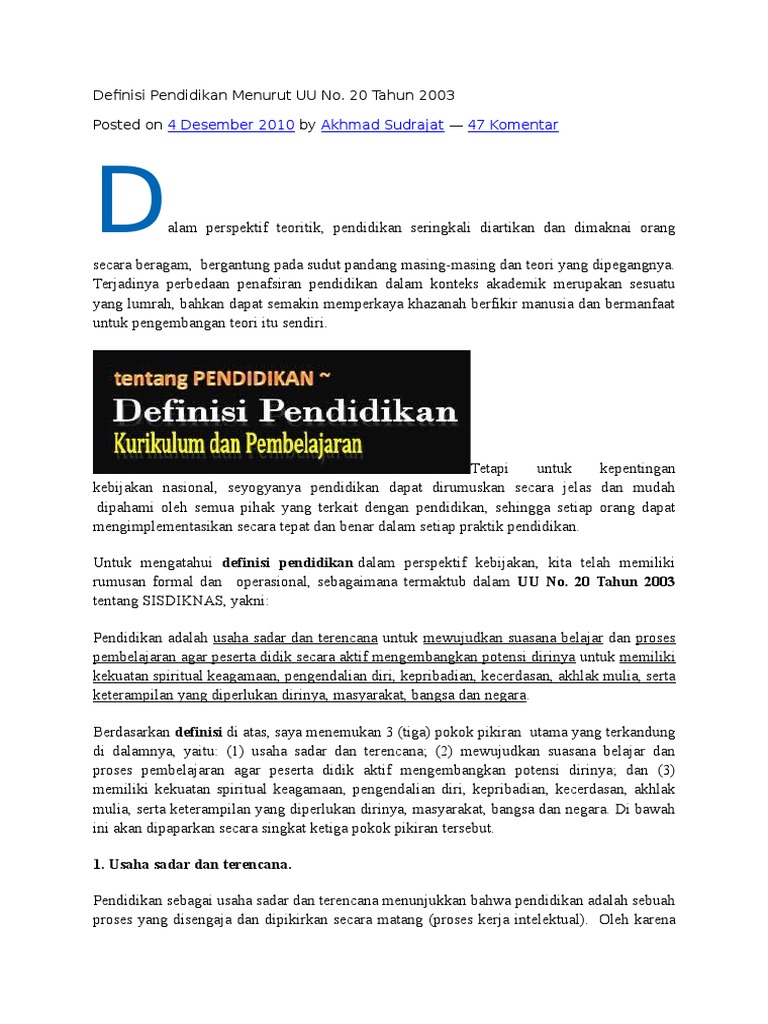 Definisi Pendidikan Menurut UU | PDF