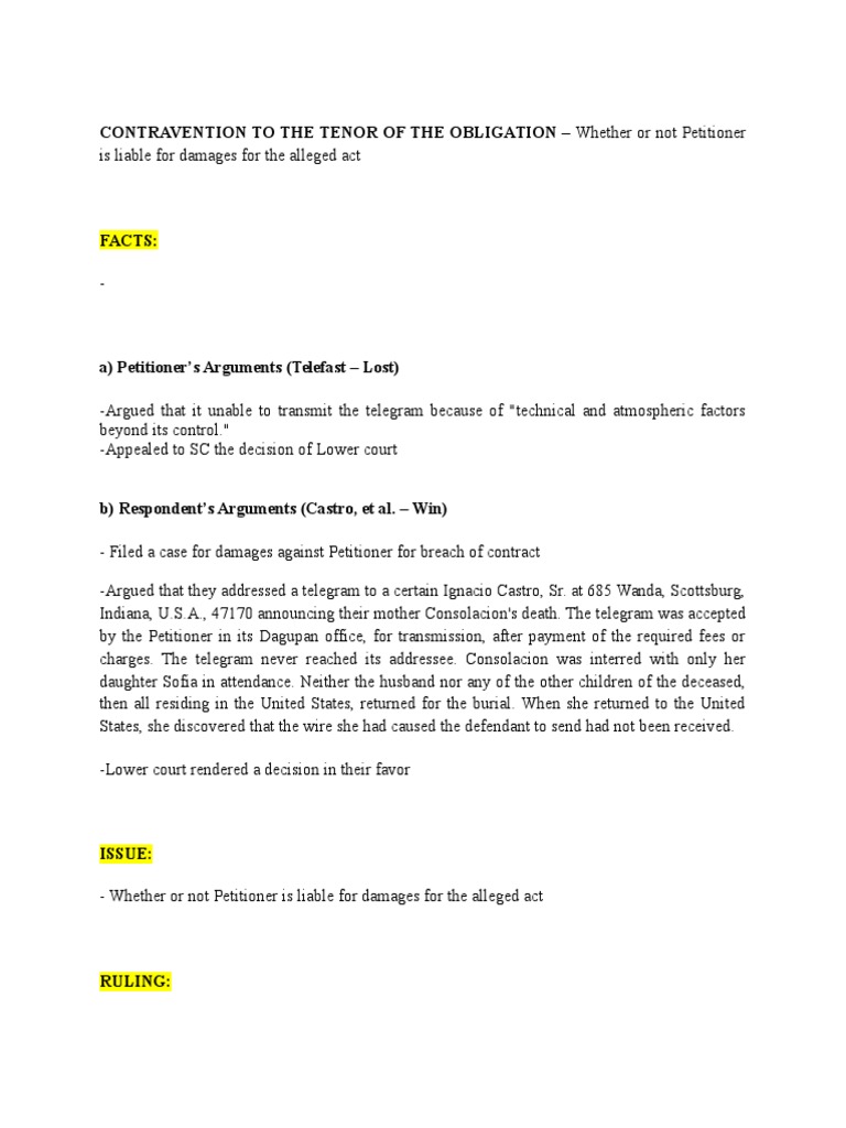Telefast v. Castro, 158 SCRA 445 | PDF | Damages | Negligence