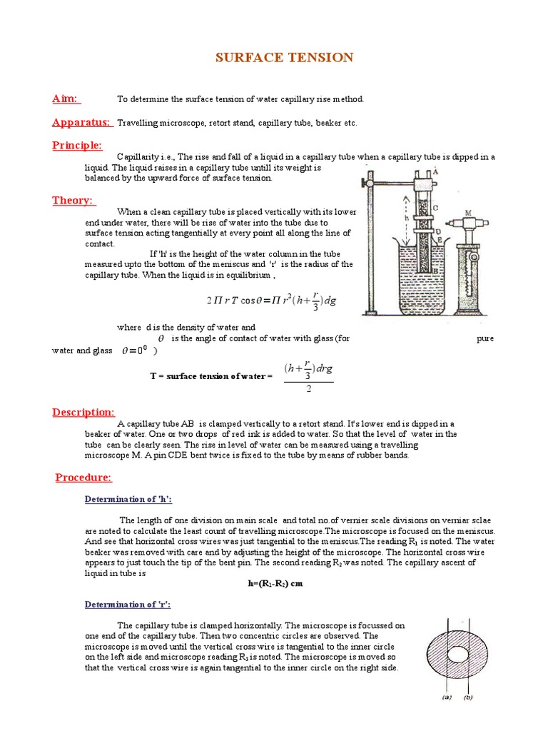 Exp - 7 Surface Tension | Download Free PDF | Surface Tension | Soft Matter