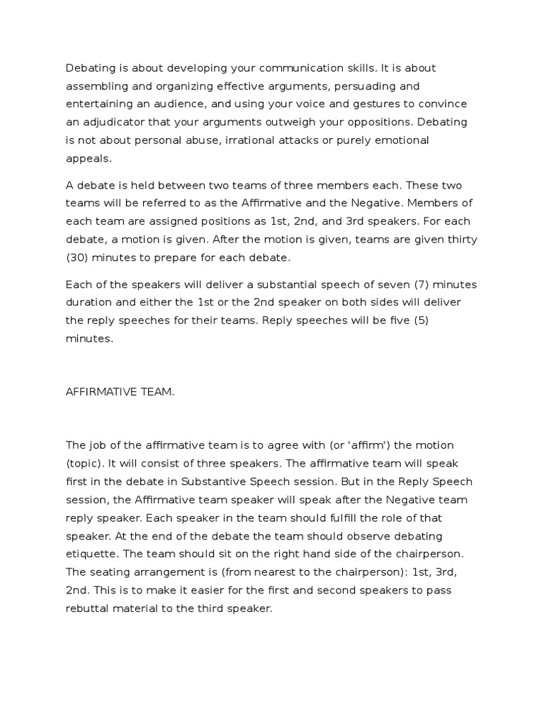 DEBATE-Debating Is About Developing Your Communication Skills | PDF ...