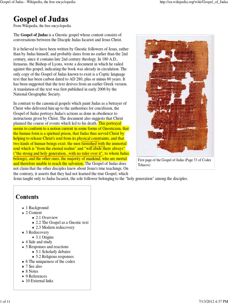 Gospel of Judas - Wikipedia | Judas Iscariot | Gnosticism