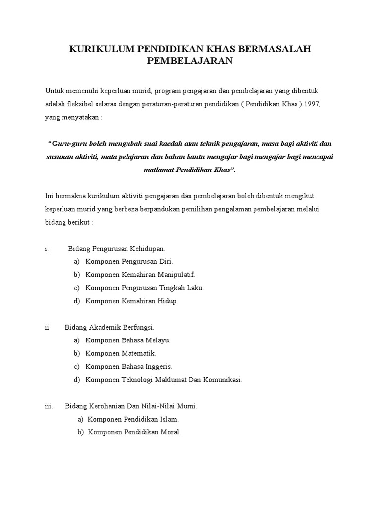 Kurikulum Pendidikan Khas Bermasalah | PDF