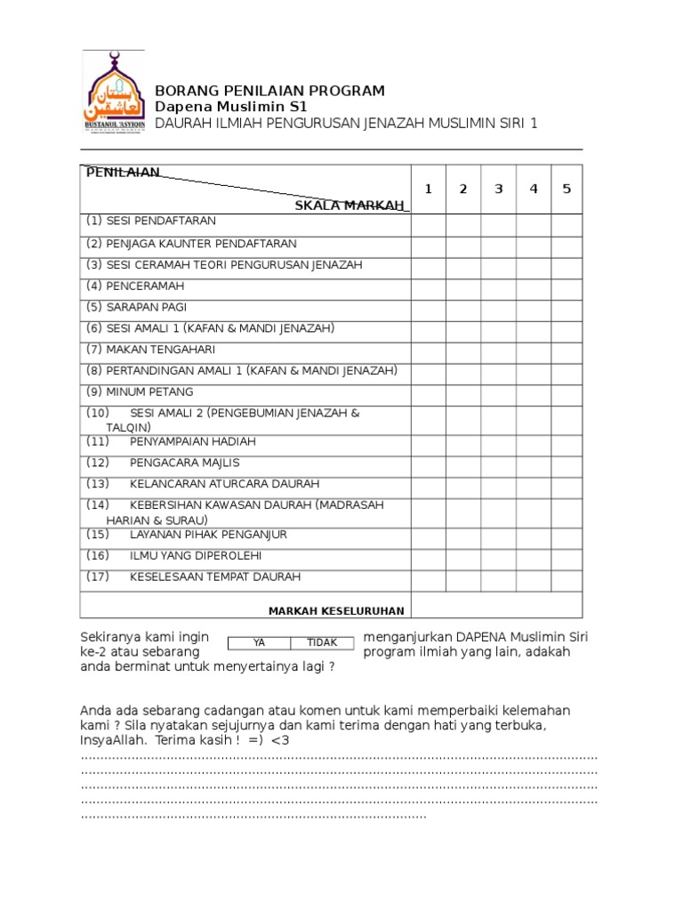 Borang Penilaian Program | PDF | Bisnis