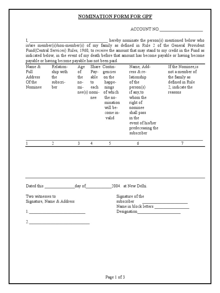 Nomination Form For GPF | PDF | Parent | Relationships