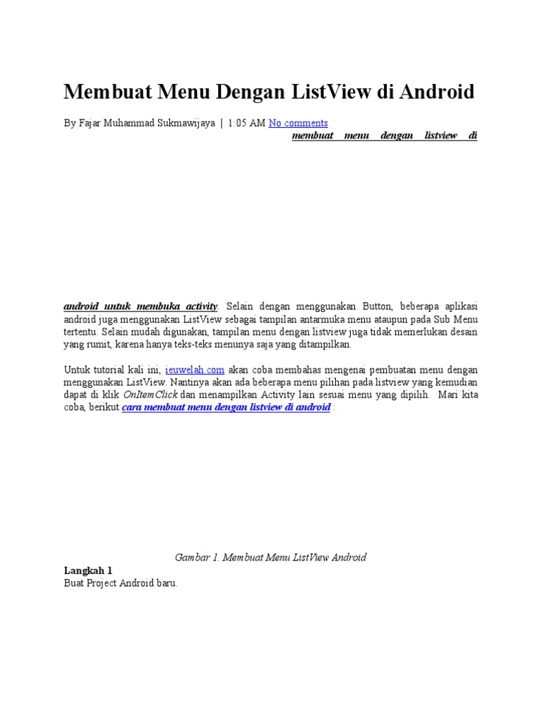 Membuat Menu Dengan ListView Di Android | PDF | Bisnis | Komputer