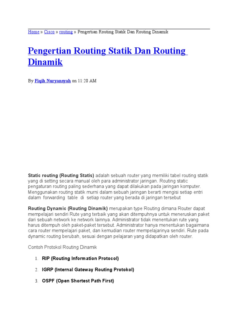 Routing Static & Dinamic | PDF | Sains & Matematika | Komputer