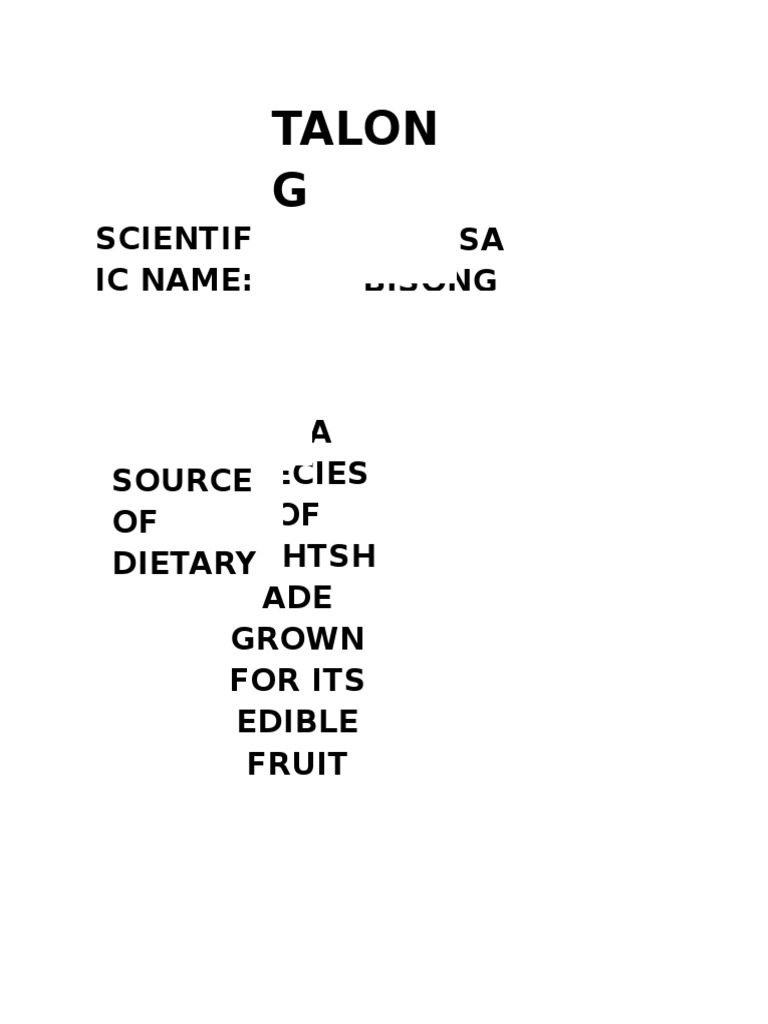Talon G: Medinal Uses: para Sa Bisong Scientif Ic Name | PDF