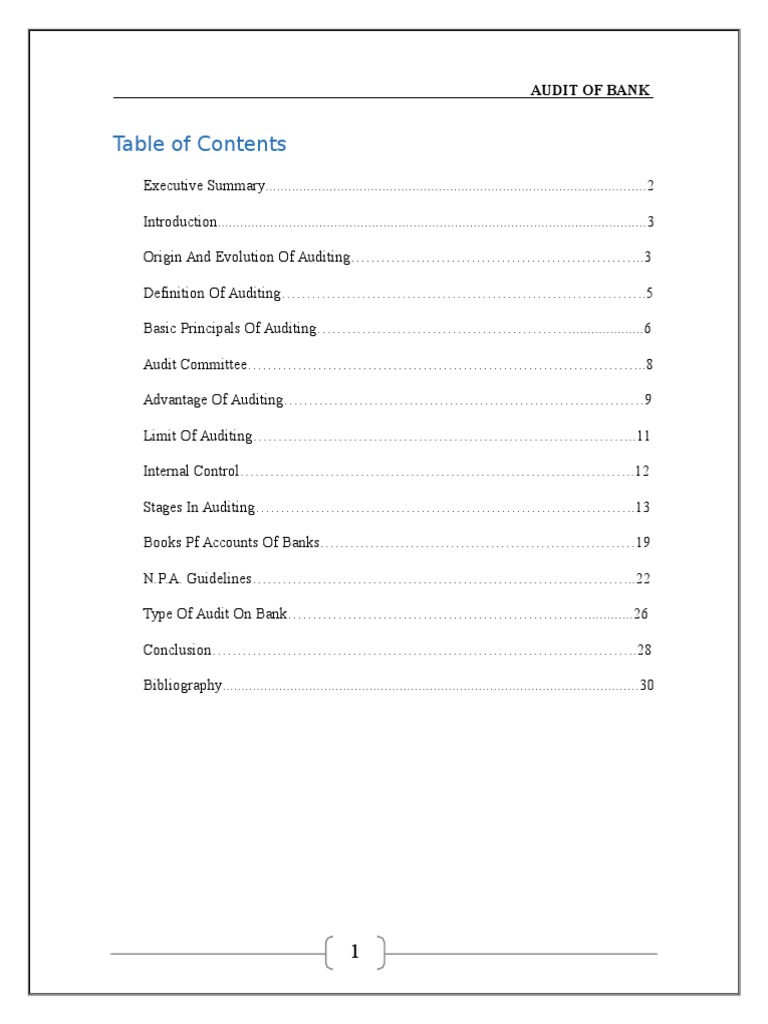 Simple Project On Audit of Bank | PDF | Audit | Debits And Credits