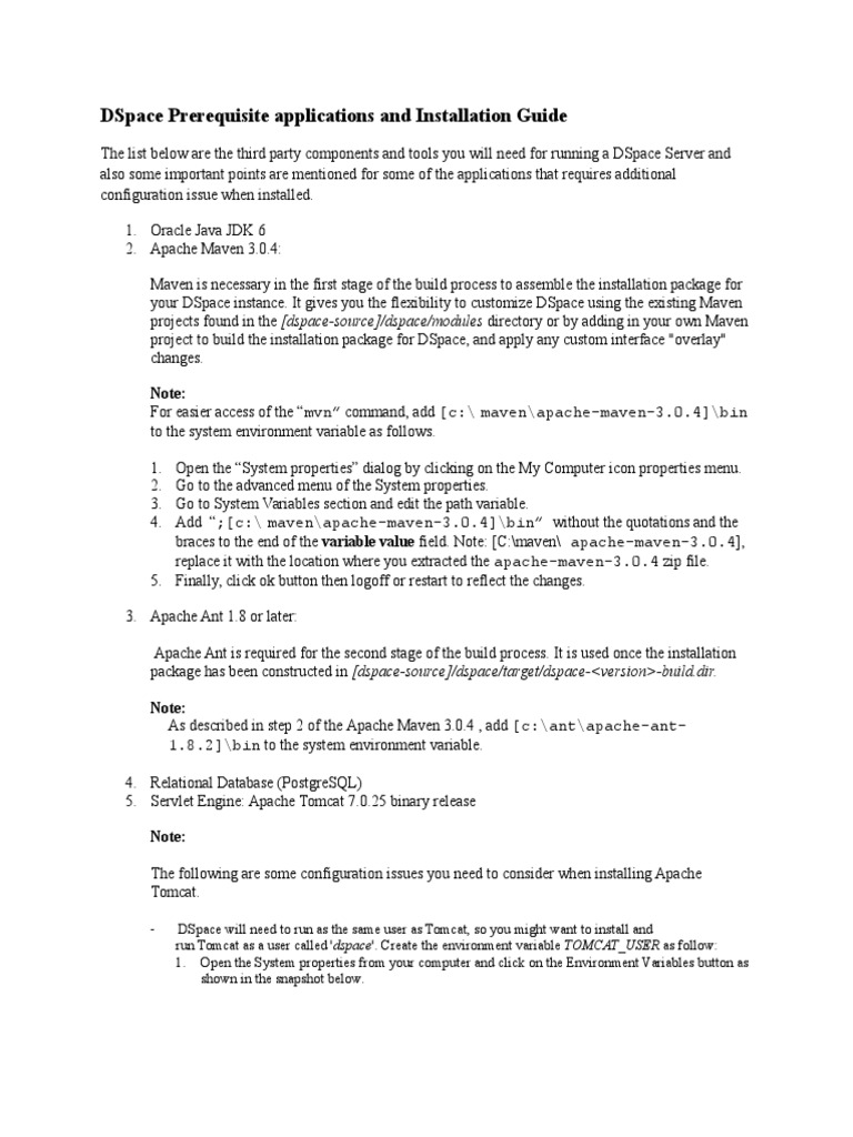 DSpace Installation Guide | PDF | Postgre Sql | Web Application