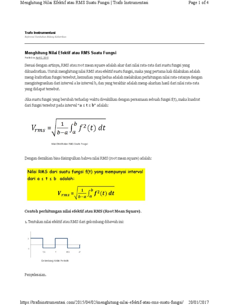 Menghitung RMS Gelombang Kotak dan Sinus | PDF