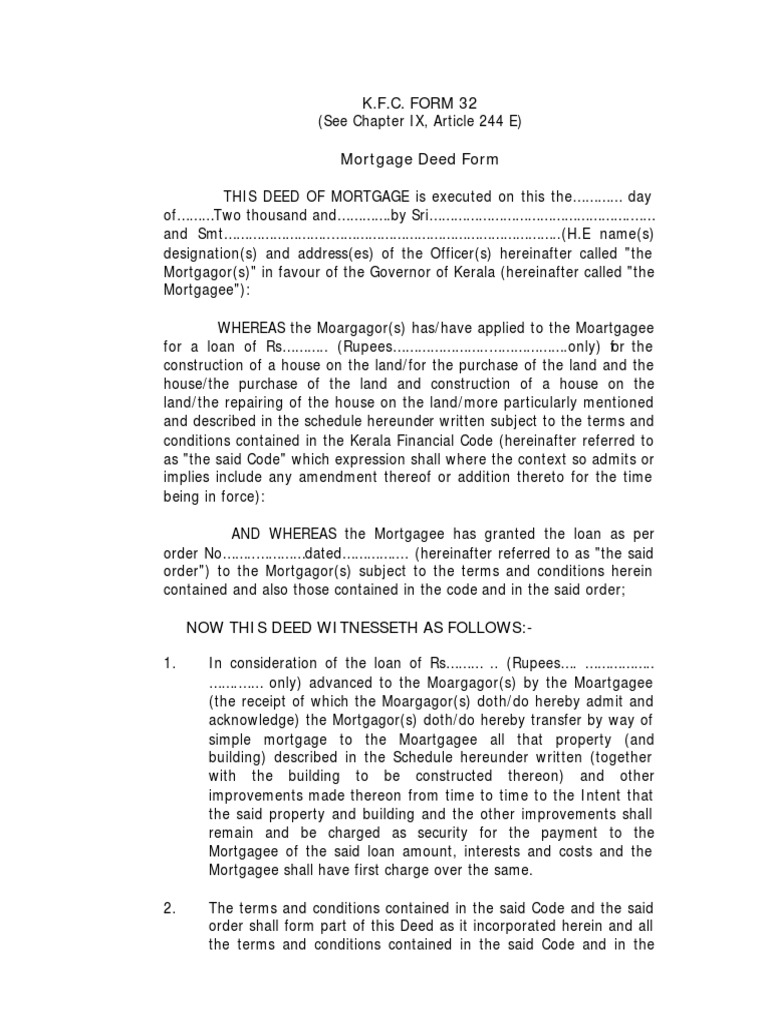 KFC Form 32a | PDF | Mortgage Law | Civil Law (Common Law)