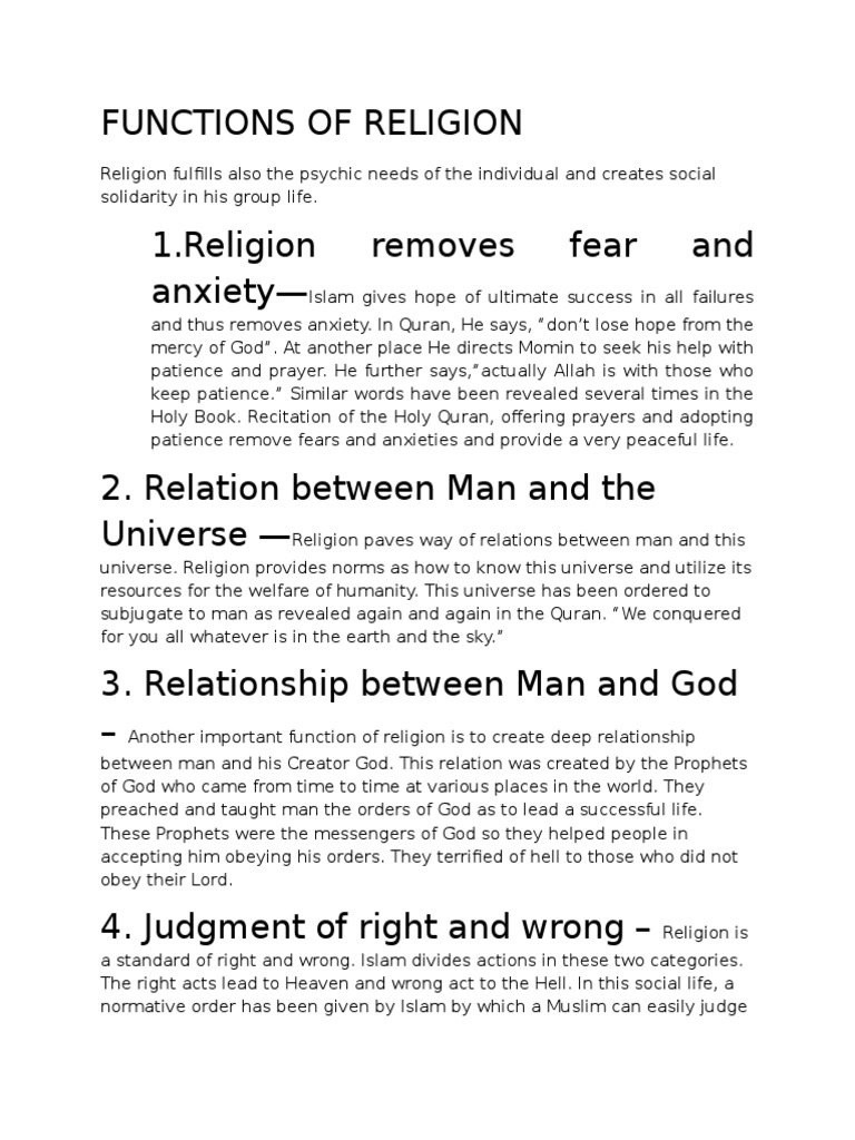 Functions of Religion | PDF