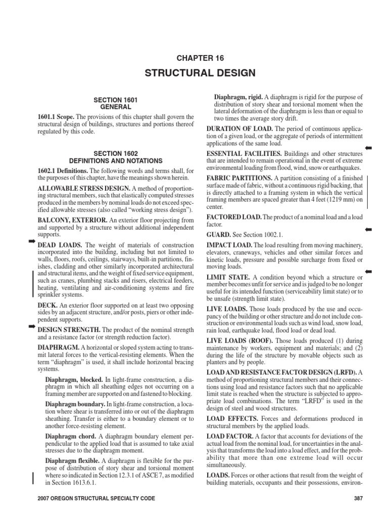 Chapter 16 - Structural Design PDF | PDF | Structural Load | Framing ...