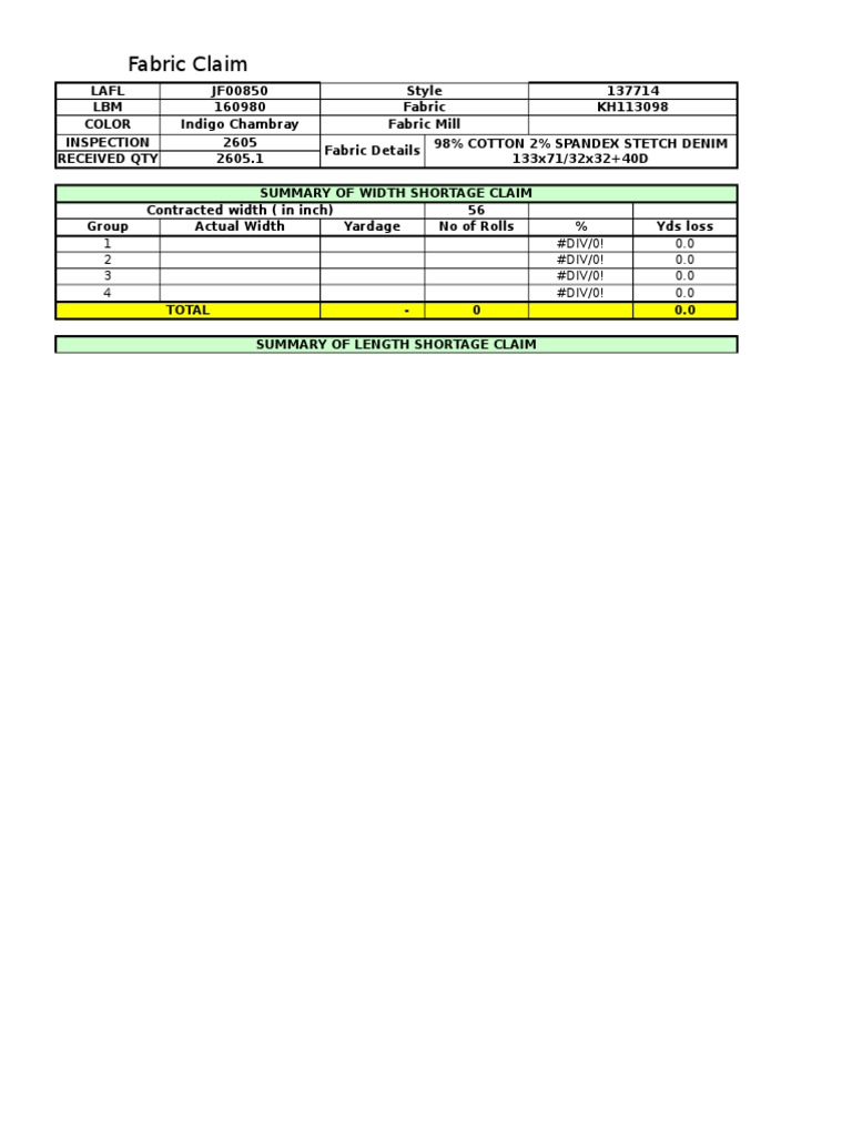 Fabric Claim Report | PDF