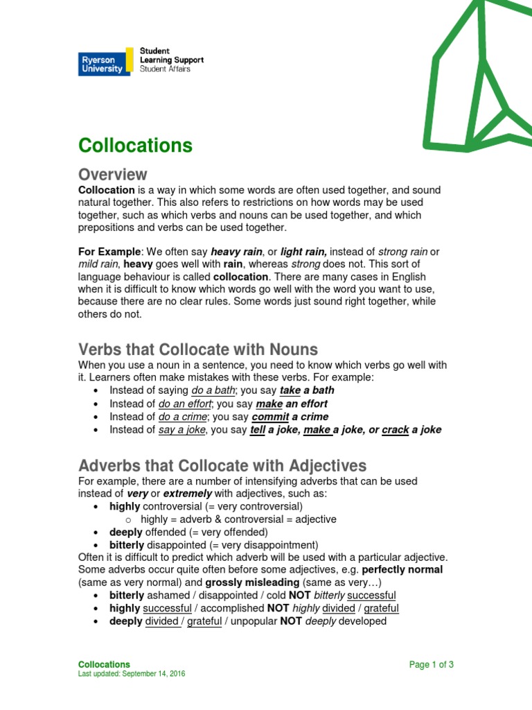 Collocations | PDF | Adverb | Adjective