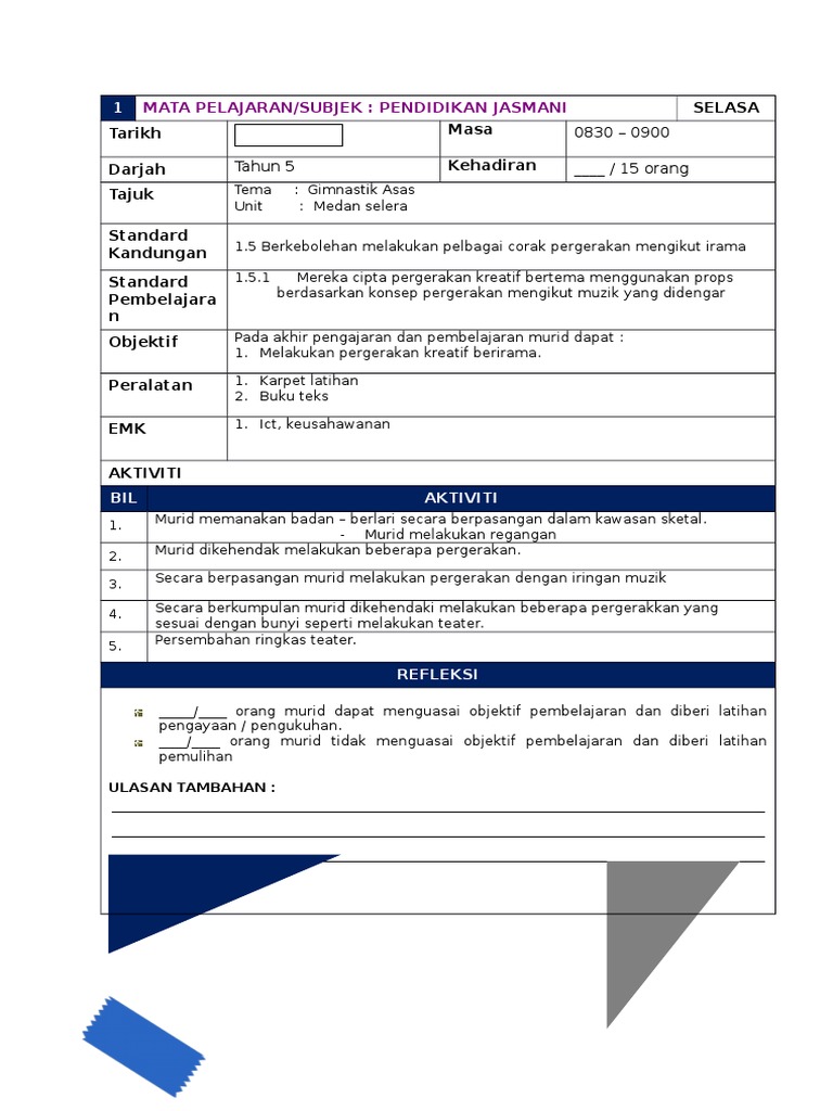 RPH PJ Tahun 5 | PDF