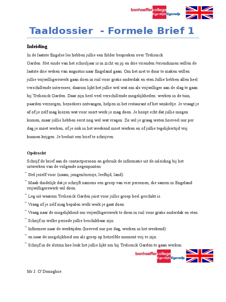 Taaldossier Formele Brief 1 | PDF