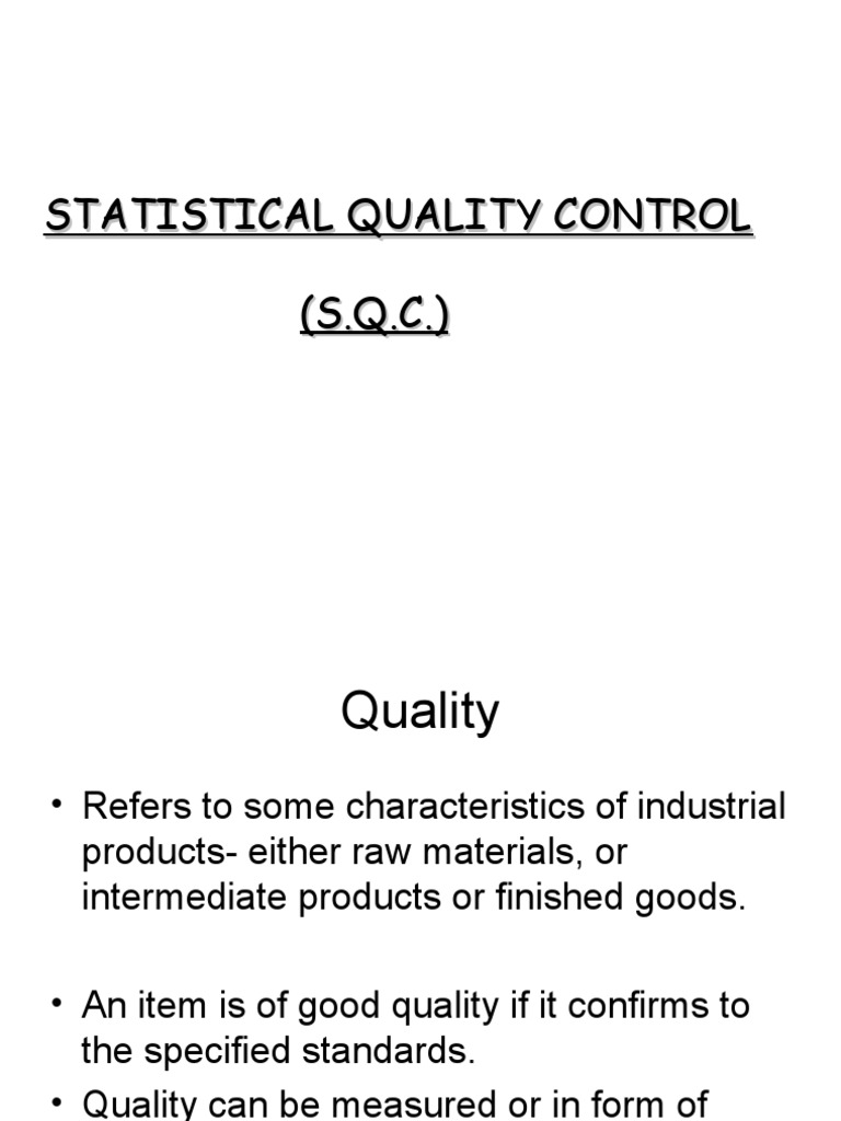 7.unit 2) Statistical Quality Control | PDF | Quality (Business ...