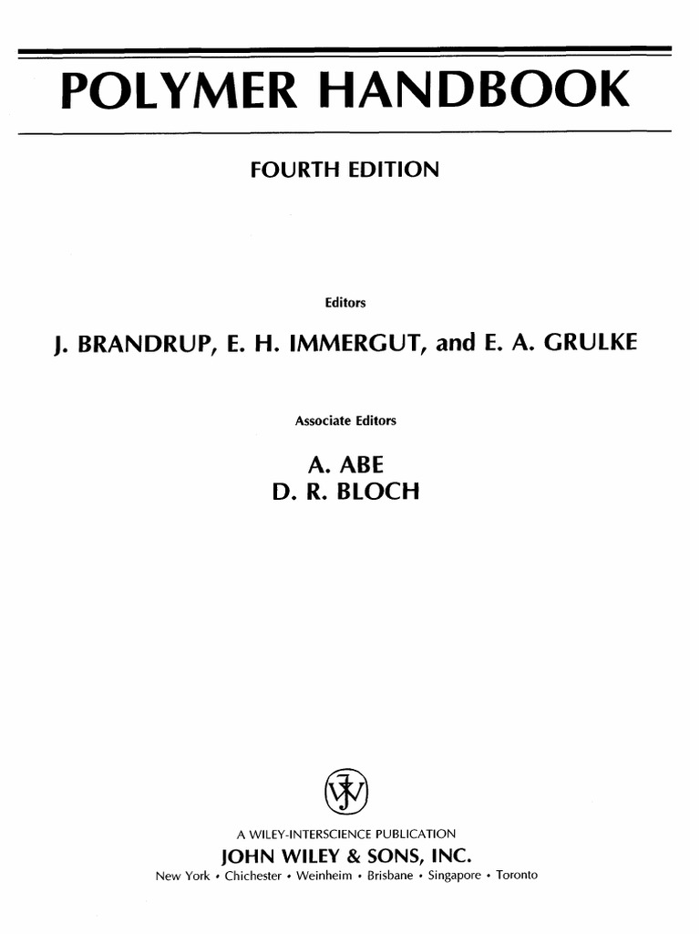 Polymer Handbook - 4th Edition - J.brandup - E.H.immergut & E.A. Grulke ...