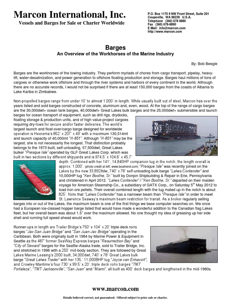 Barges - Ocean Going Workhorse PDF | PDF | Barge | Landing Ship