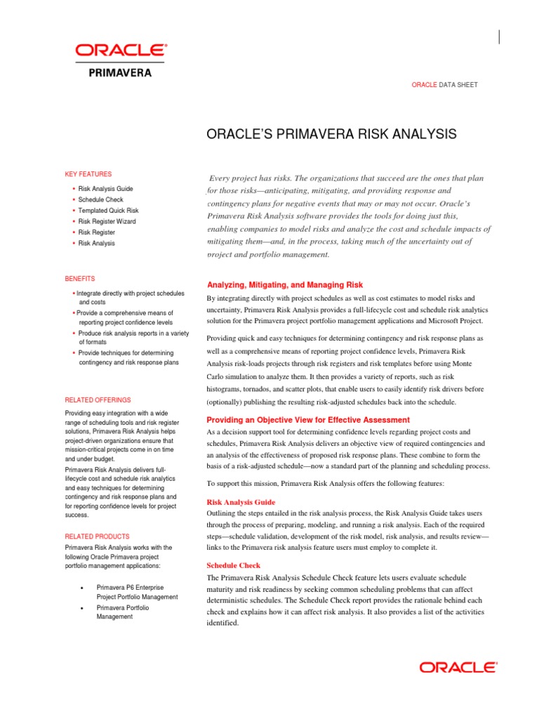 Primavera - Risk - Analysis - Datasheet - 01 PDF | PDF | Risk ...