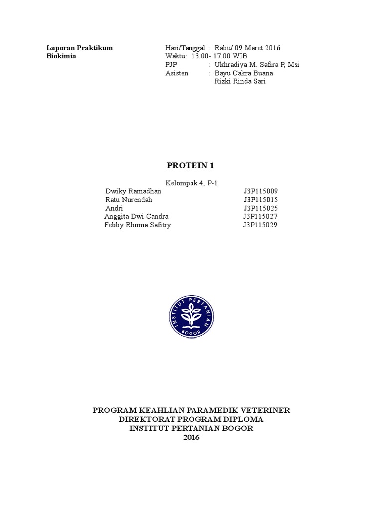 Laporan Praktikum Biokimia (Protein 1) | PDF