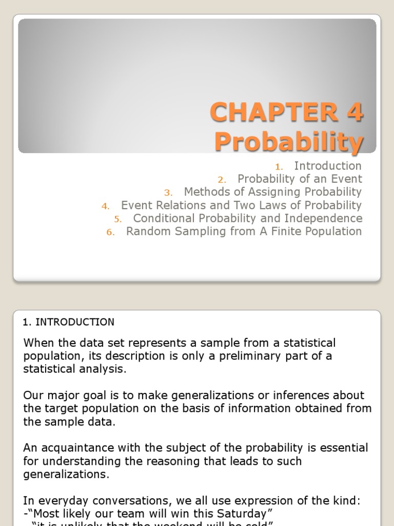 CHAPTER 4. Probability PDF | PDF | Probability | Experiment