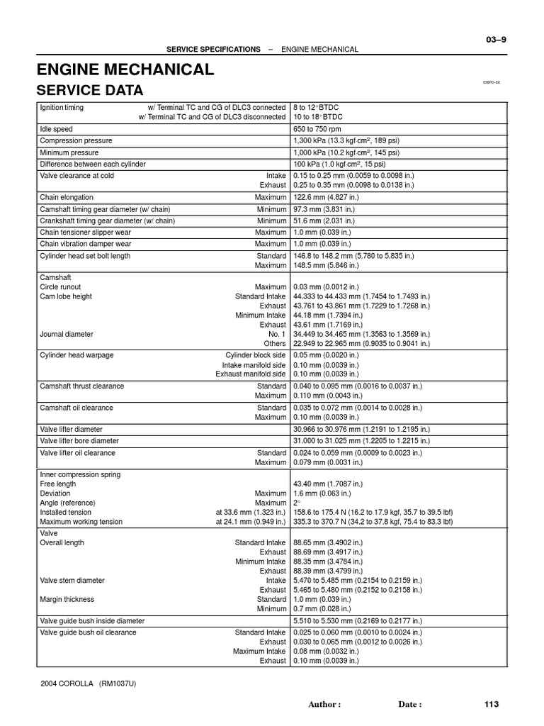 Engine Mechanical: Service Data | PDF | Piston | Systems Engineering