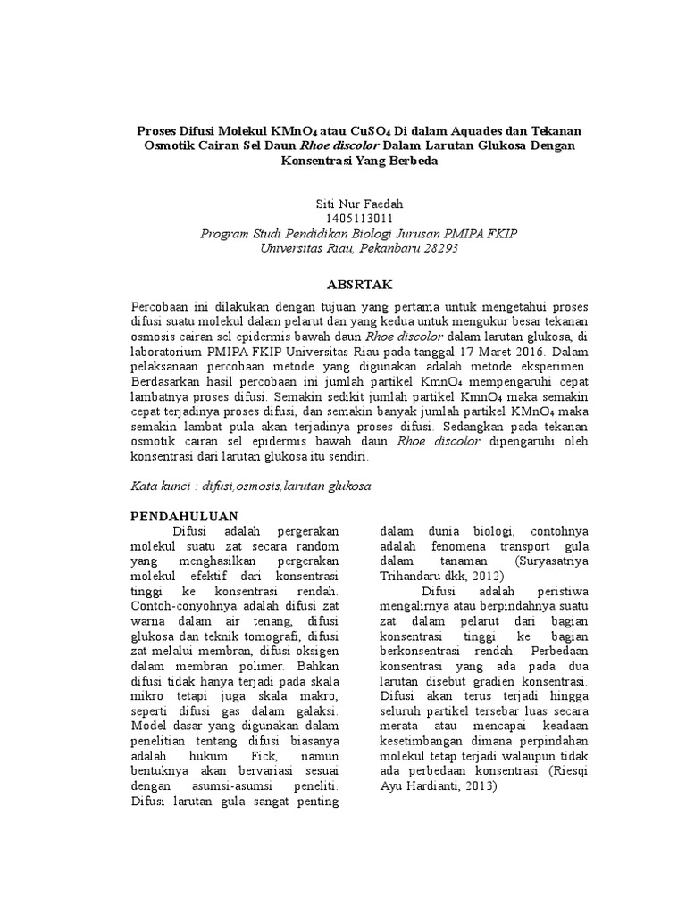 Jurnal Difusi & Osmosis | PDF