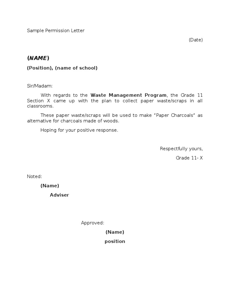 Sample Permission Letter | PDF