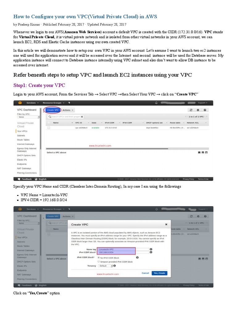 How To Configure Your Own VPC (Virtual Private Cloud) in AWS | PDF ...