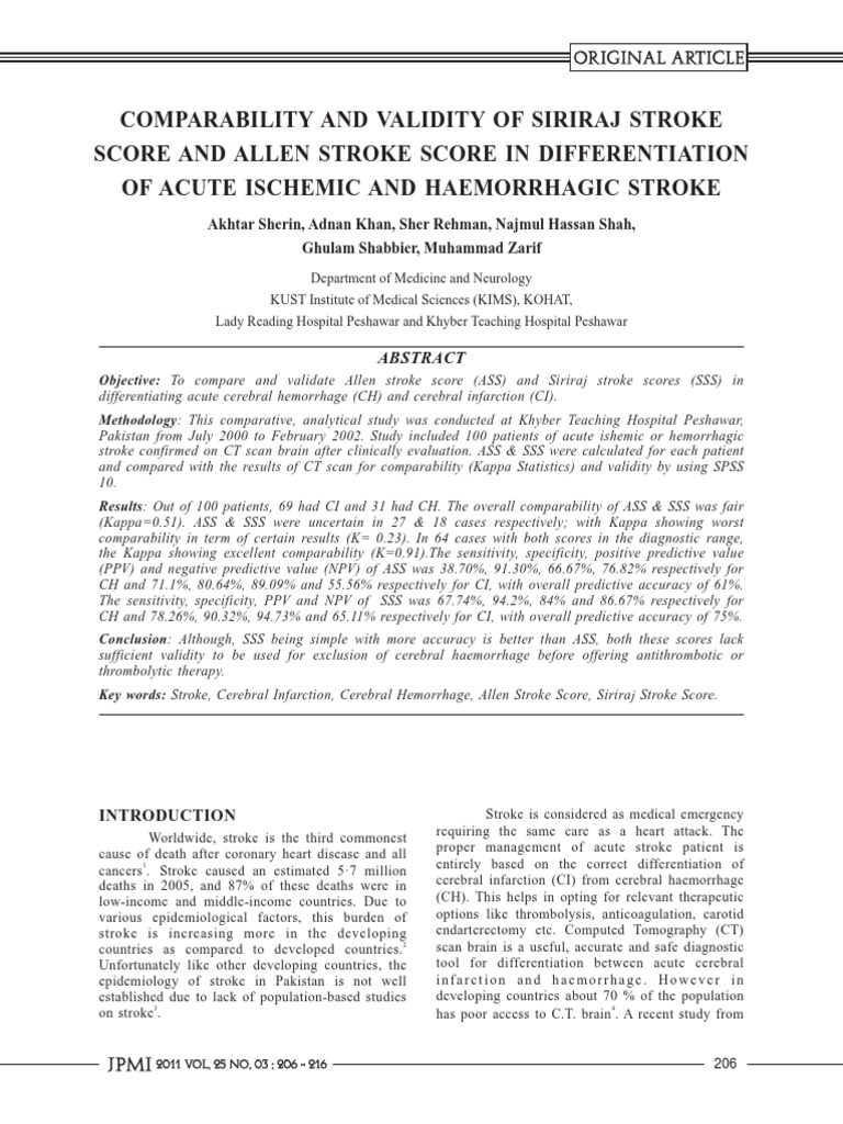 siriraj stroke score.pdf | Stroke | Sensitivity And Specificity