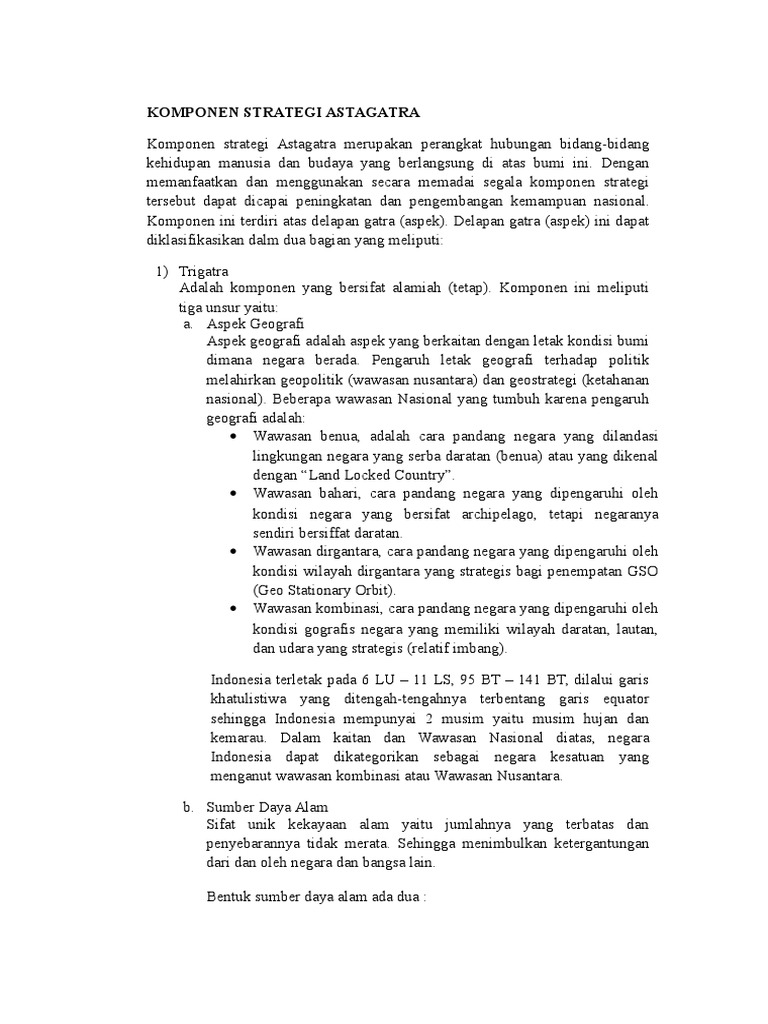 Komponen Strategi Astagatra | PDF