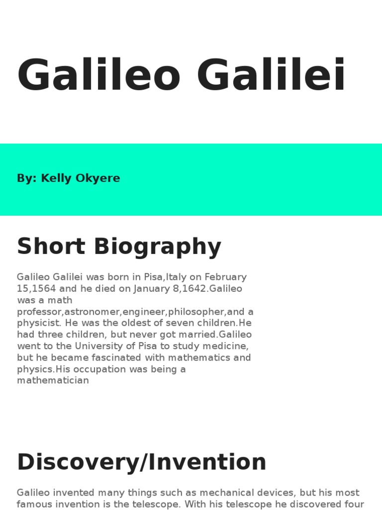 Galileo Galilei | PDF | Galileo Galilei | Physics