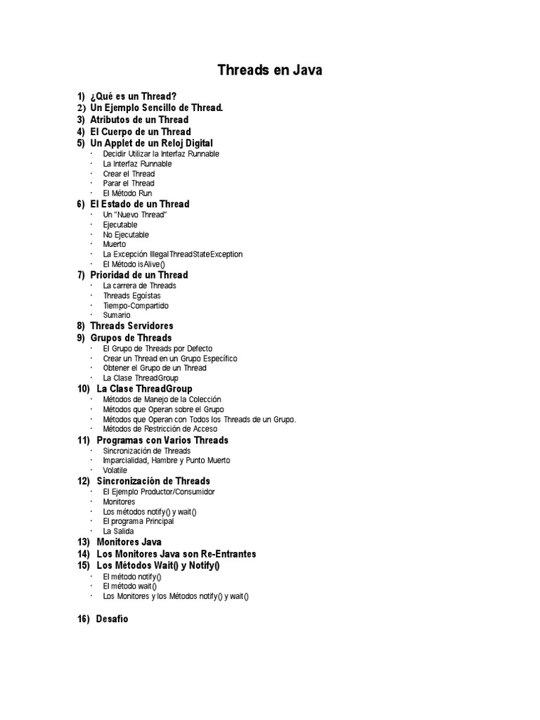 Threads en Java | PDF | Hilo (Computación) | Java (lenguaje de programación)