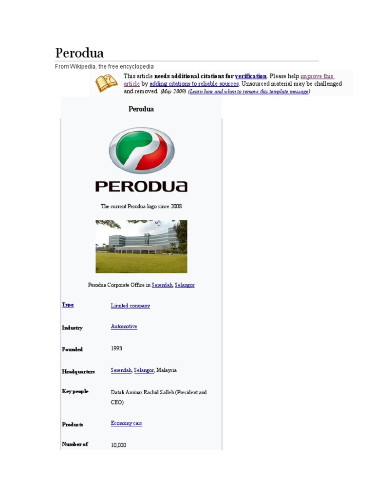 Perodua Wikipedia | PDF | Car Manufacturers | Transport
