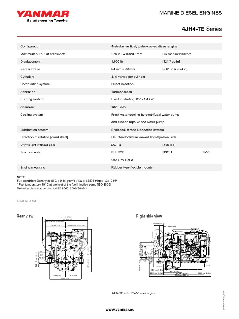 Yanmar 4jh4 Te Lr | Diesel Engine | Cylinder (Engine)