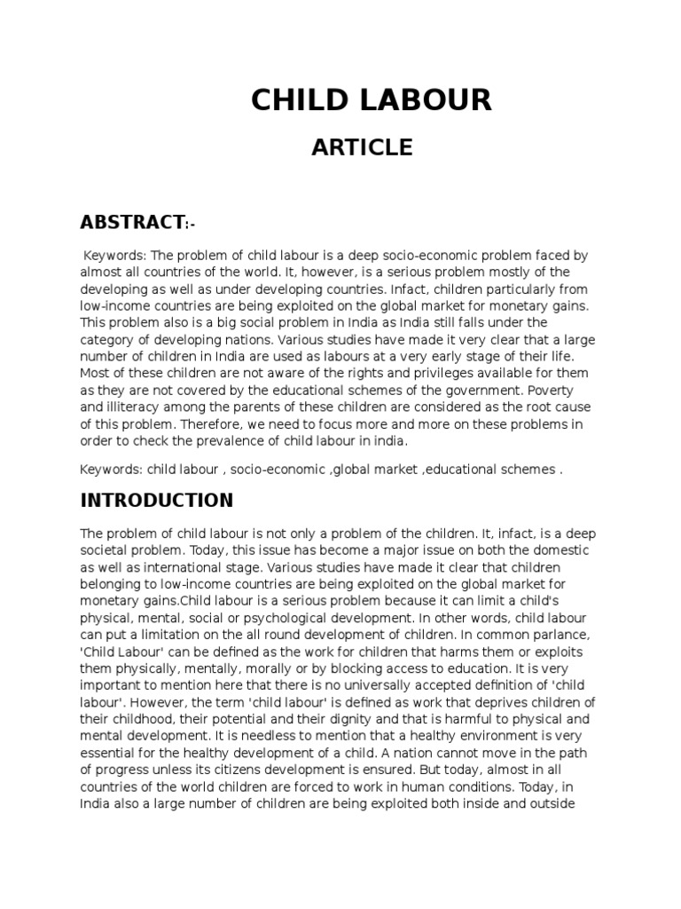 Child Labour | PDF | Child Labour | Children's Rights