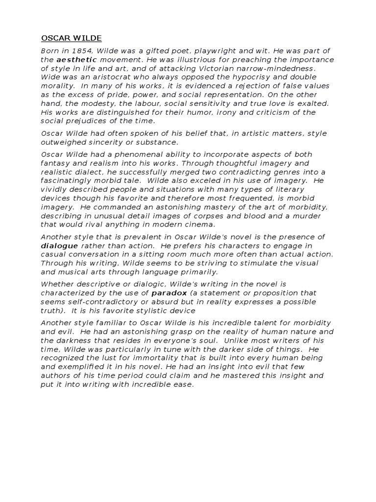 Oscar Wilde - Biography | PDF