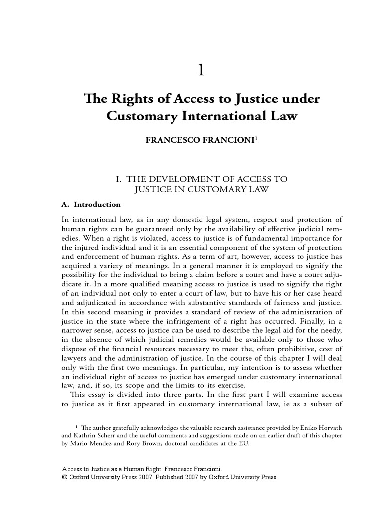 The Rights of Access To Justice Under Customary International Law | PDF ...