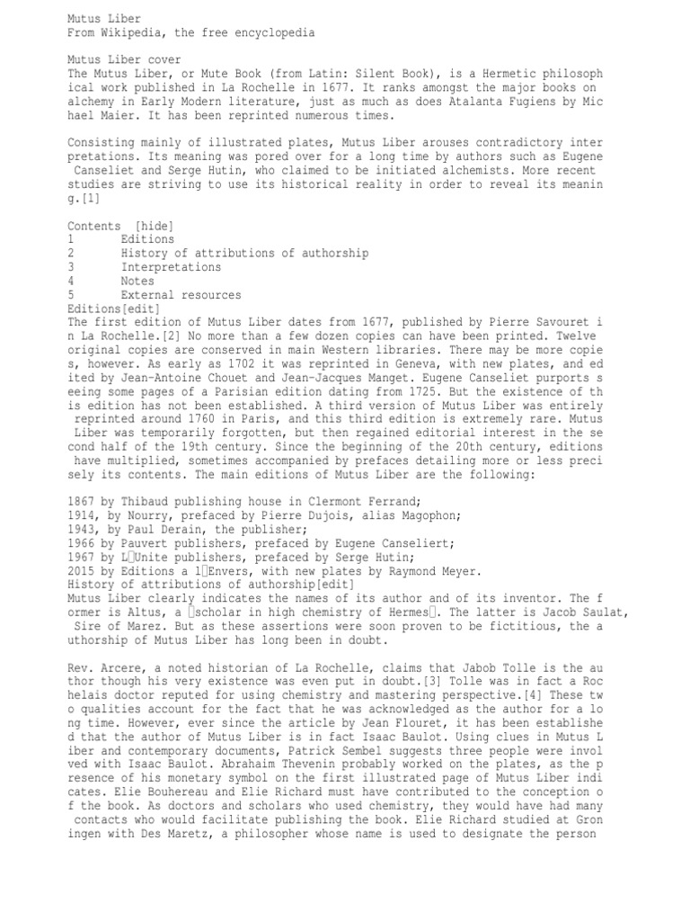 Mutus Liber | PDF | Supernatural Books | Modern Philosophy