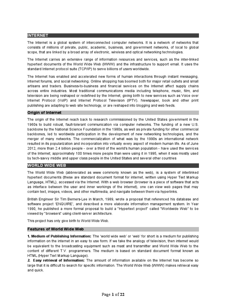 Complete Notes On Internet | PDF | Internet Protocols | Web Browser