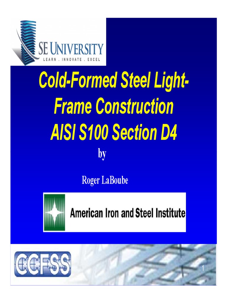 Cold Formed Steel Design Design Standards Part 1 PDF | PDF | Framing ...